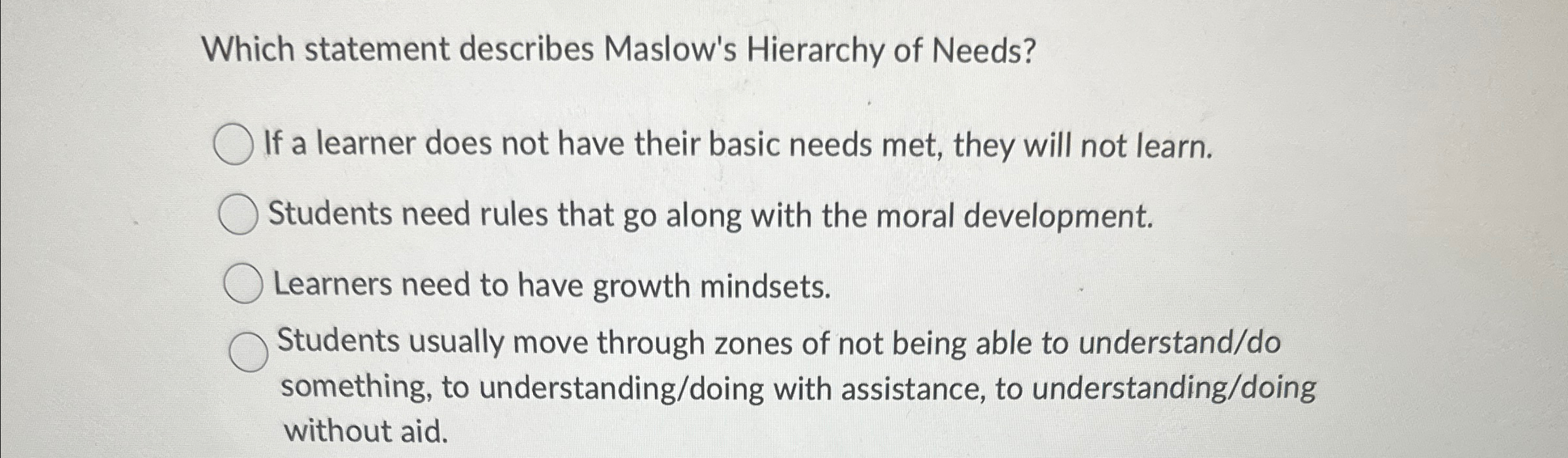 Solved Which statement describes Maslow's Hierarchy of | Chegg.com