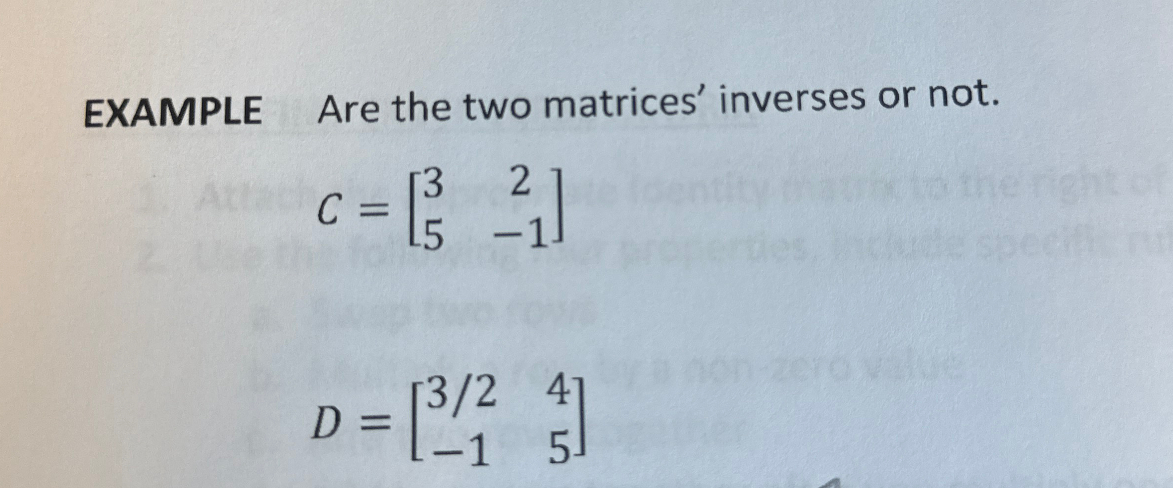 Solved EXAMPLE Are the two matrices' inverses or | Chegg.com