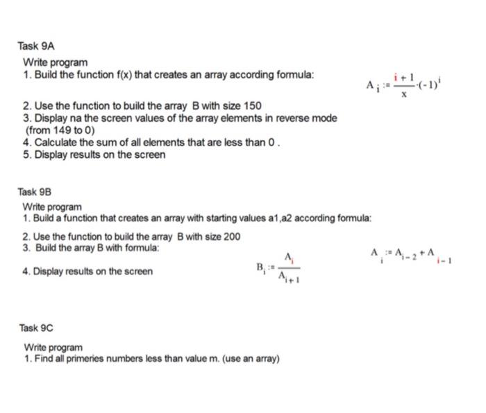 Solved Task 9a Write Program 1 Build The Function Fx That 
