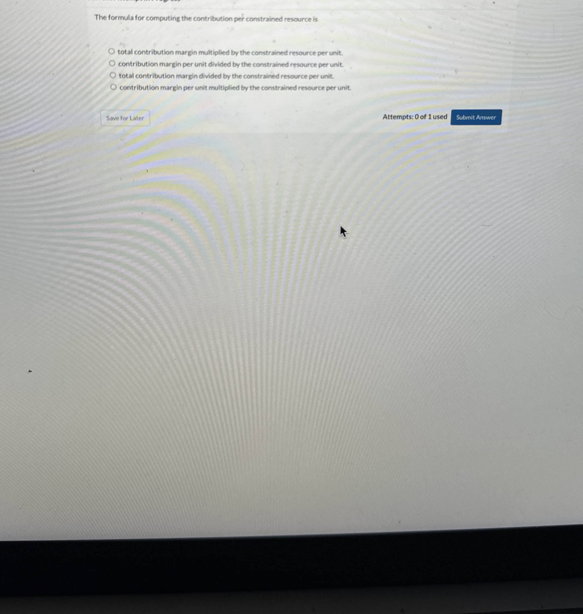 Solved The formula for computing the contribution per | Chegg.com