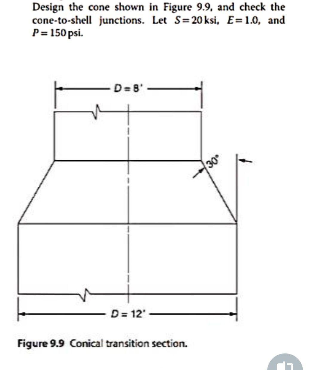 Solved Design the cone shown in Figure 9.9, and check the | Chegg.com