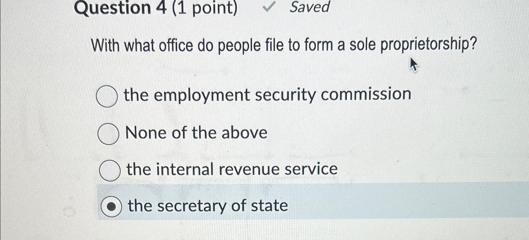 Solved Question 4 (1 ﻿point)SavedWith what office do people | Chegg.com