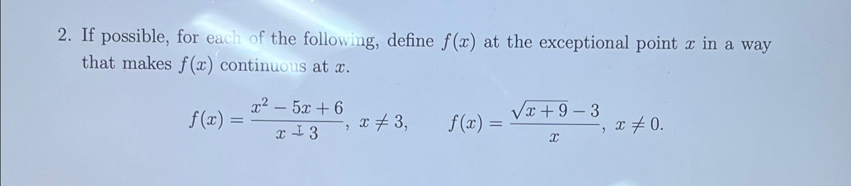 Solved If possible, for each of the following, define f(x) | Chegg.com