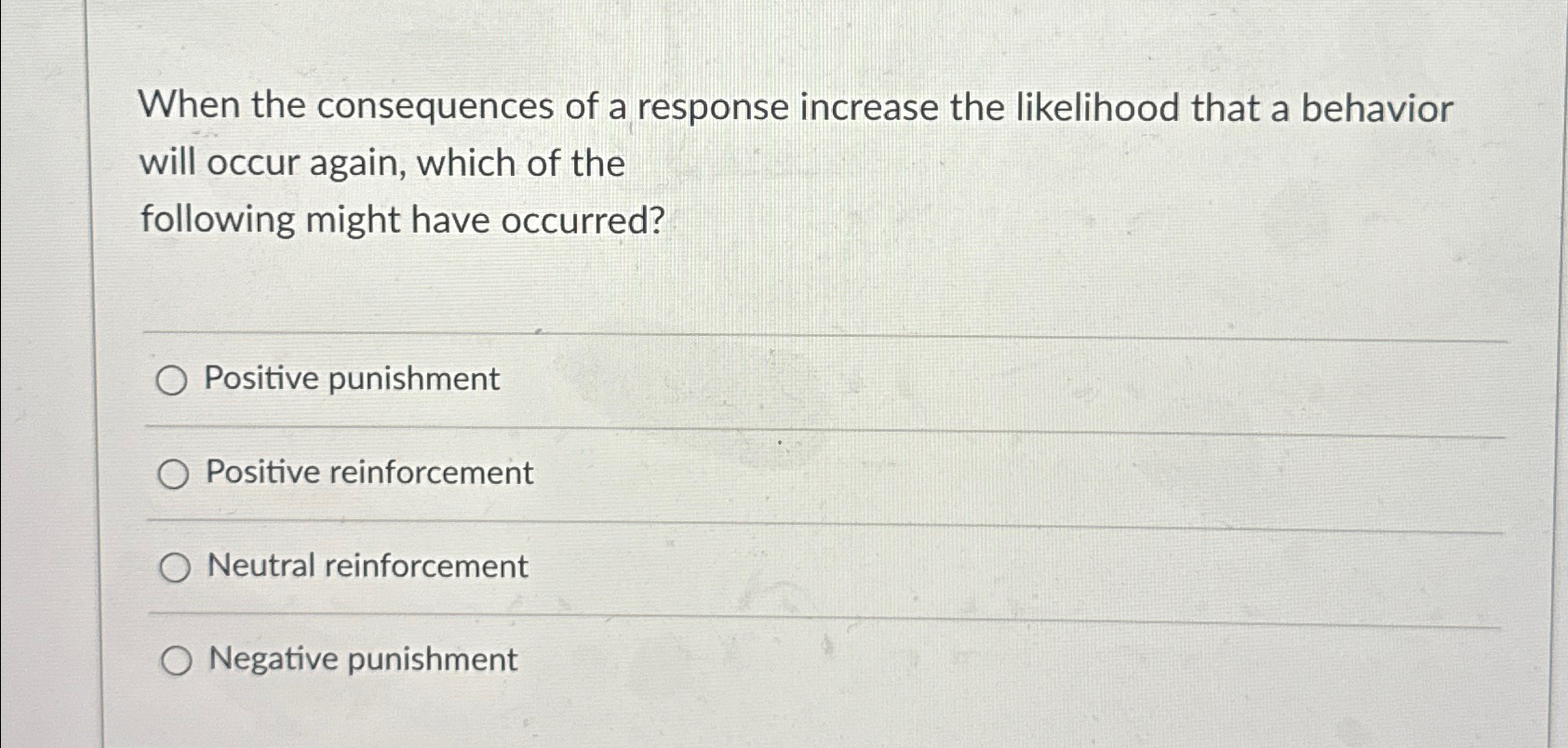 Solved When the consequences of a response increase the | Chegg.com