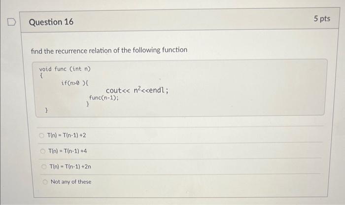 Solved find the recurrence relation of the following | Chegg.com
