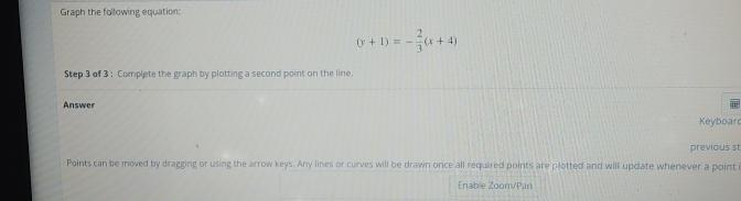Solved Graph the folowing equation:(y+1)=-23(x+4)Step 3 ﻿of | Chegg.com
