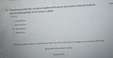 Solved The process whereby a drug is transferred from its | Chegg.com