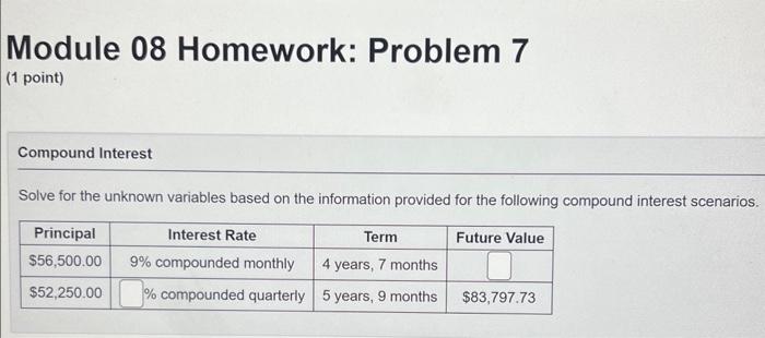 Solved Module 08 Homework: Problem 7 (1 point) Compound | Chegg.com