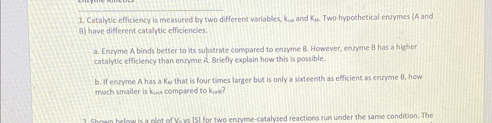 Solved Catalytic efficiency is measured by two different | Chegg.com