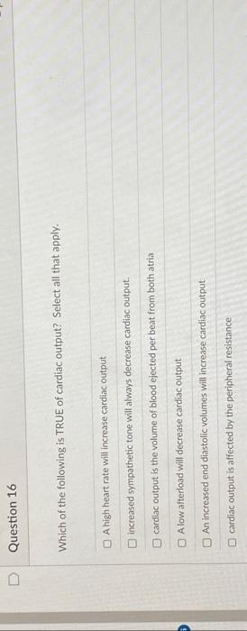 Solved Which of the following is TRUE of cardiac output? | Chegg.com