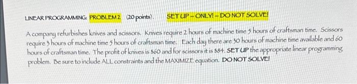 Solved UNEARPROGRAMMING: PROBLEM2 (20 points). ISET UIP - | Chegg.com