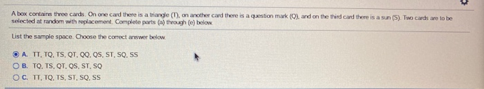 Solved Abox contains three cards. On one card there is a | Chegg.com