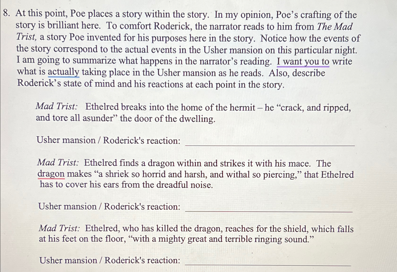 Solved At this point, Poe places a story within the story. | Chegg.com
