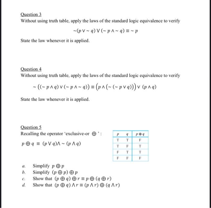 Solved Question 1 Given statement variables p, q, and r, a | Chegg.com