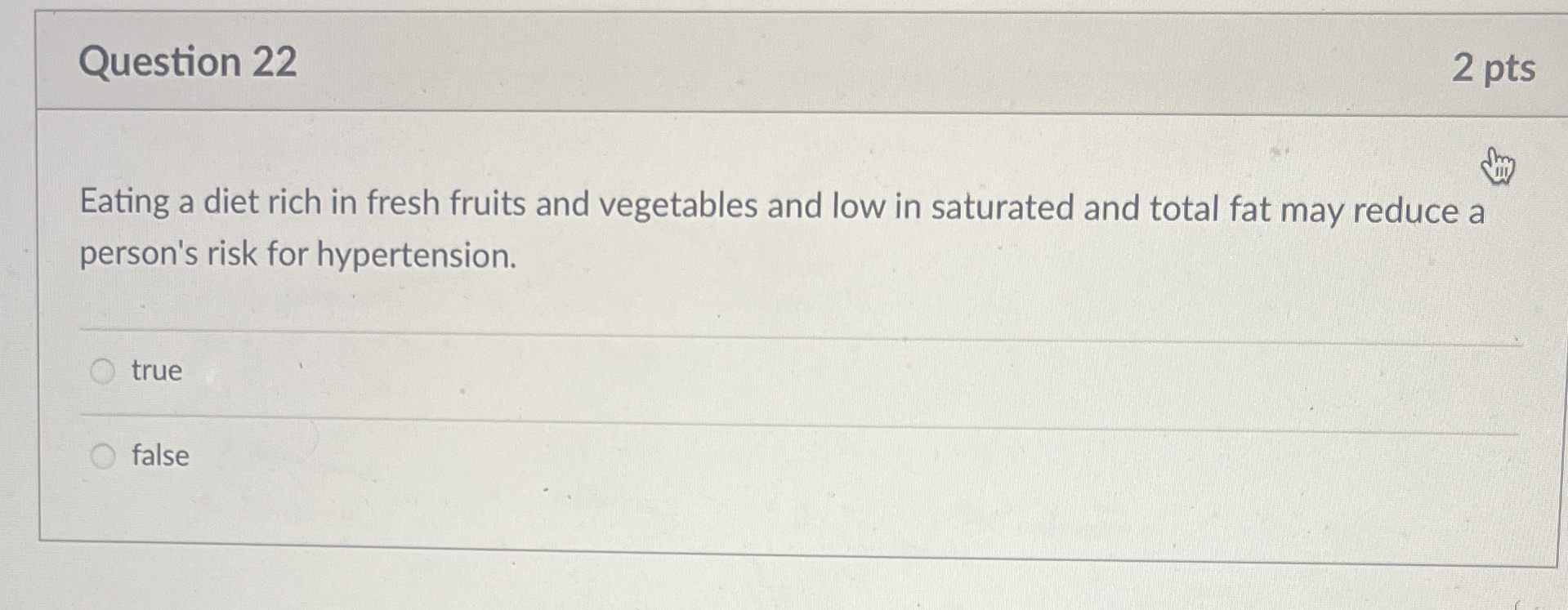 Solved Question 222 ﻿ptsEating a diet rich in fresh fruits | Chegg.com
