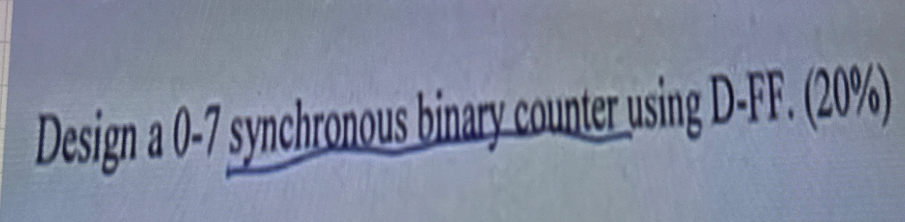 Design a 0-7 ﻿synchronous binary counter using D-FF | Chegg.com
