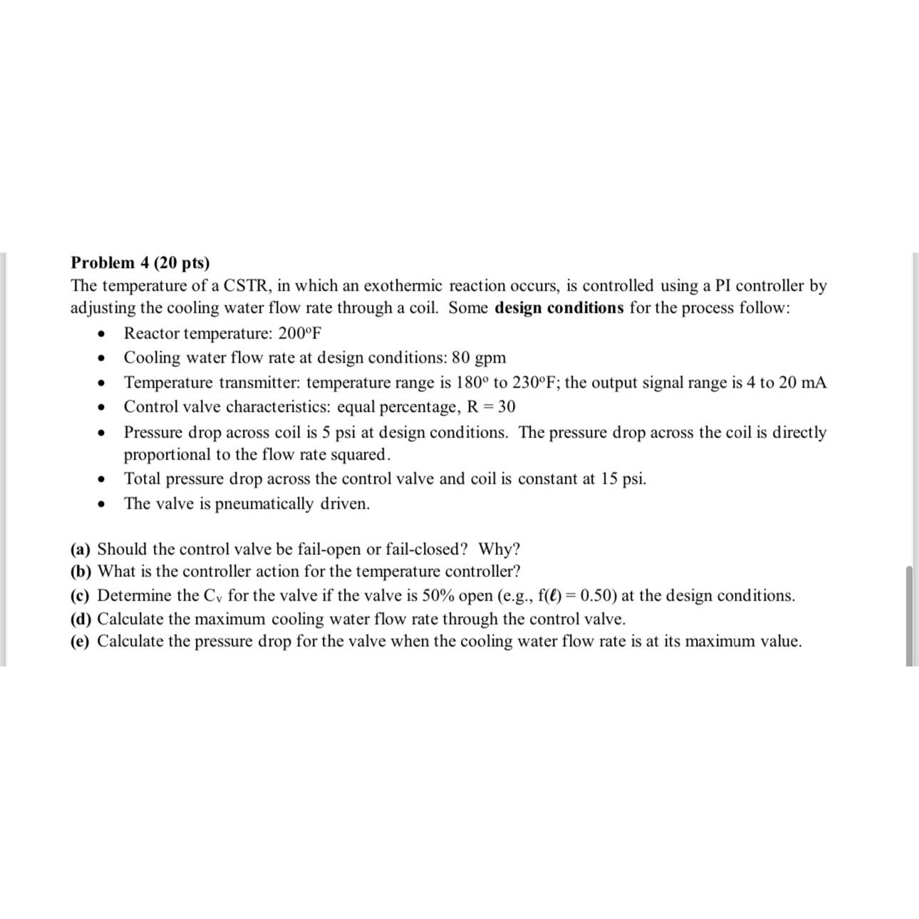 Solved Problem 4 (20 ﻿pts)The temperature of a CSTR, ﻿in | Chegg.com