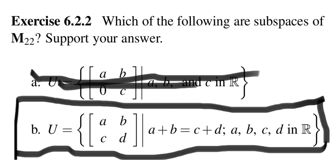 Solved Exercise 6.2.2 ﻿Which of the following are subspaces | Chegg.com