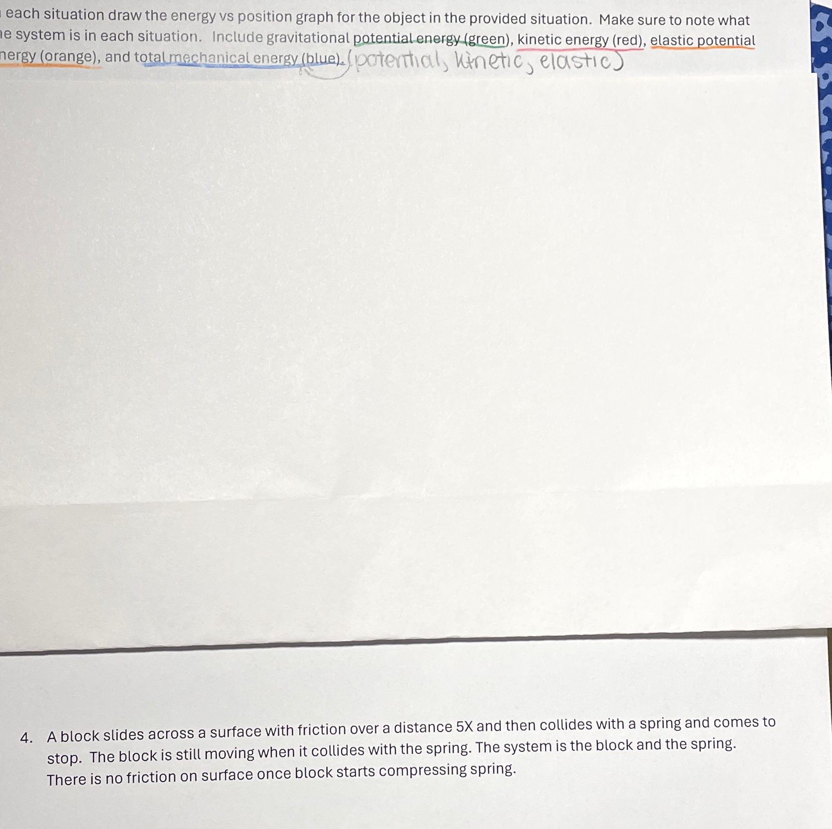 each situation draw the energy vs position graph for | Chegg.com