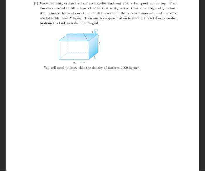Solved (1) Water is being drained from a rectangular tank | Chegg.com