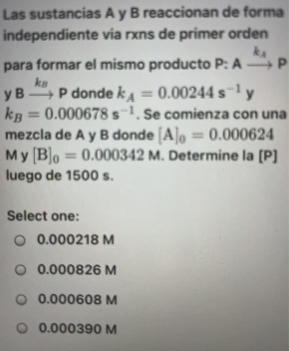 Solved Substances A and B react independently via | Chegg.com