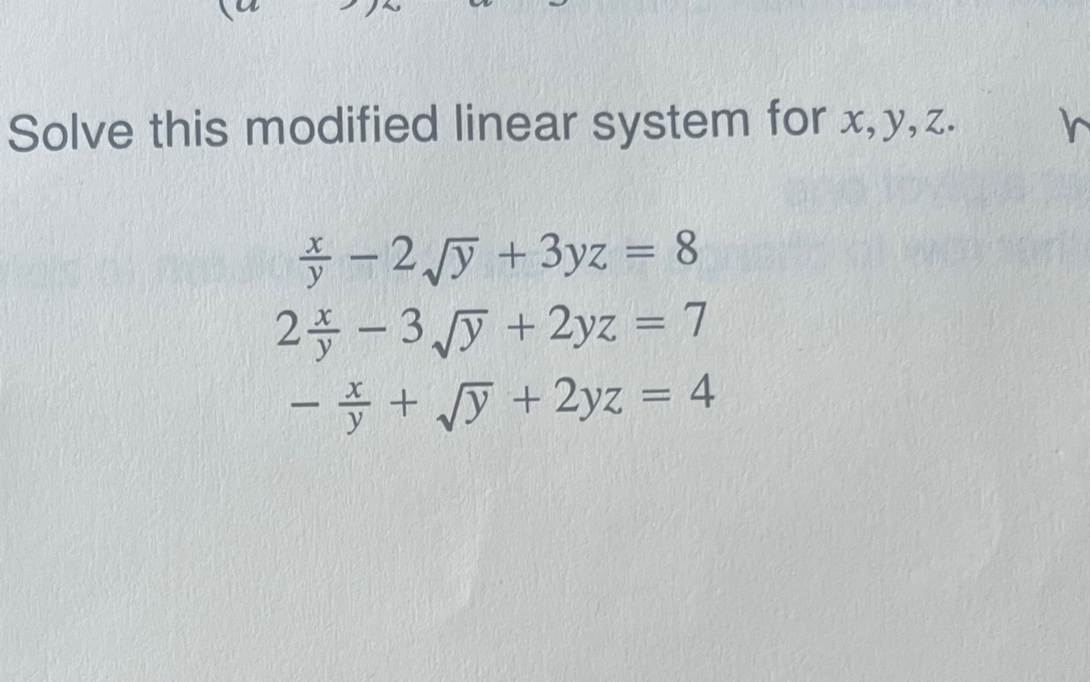 Solved Solve this modified linear system for | Chegg.com