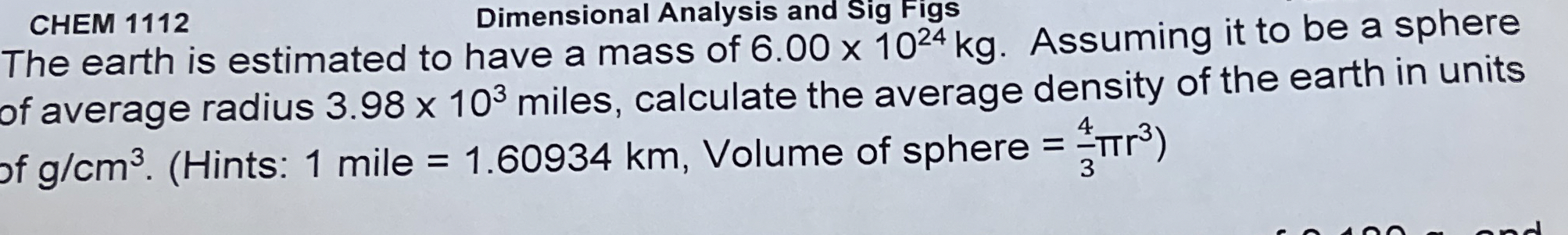 Solved How to solve Dimensional Analysis and Sig FigsThe | Chegg.com