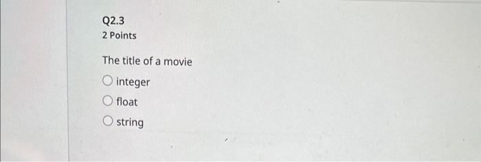 Solved Q2 Types 6 Points Indicate the Python type that would | Chegg.com