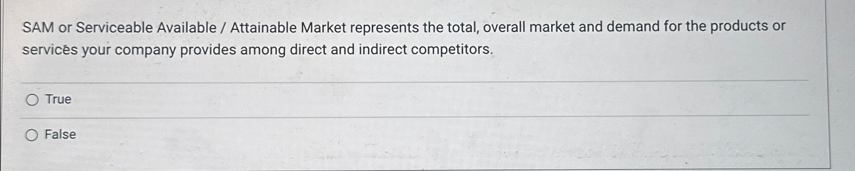 Solved SAM or Serviceable Available / ﻿Attainable Market | Chegg.com