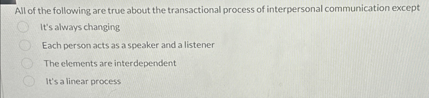 Solved All of the following are true about the transactional | Chegg.com