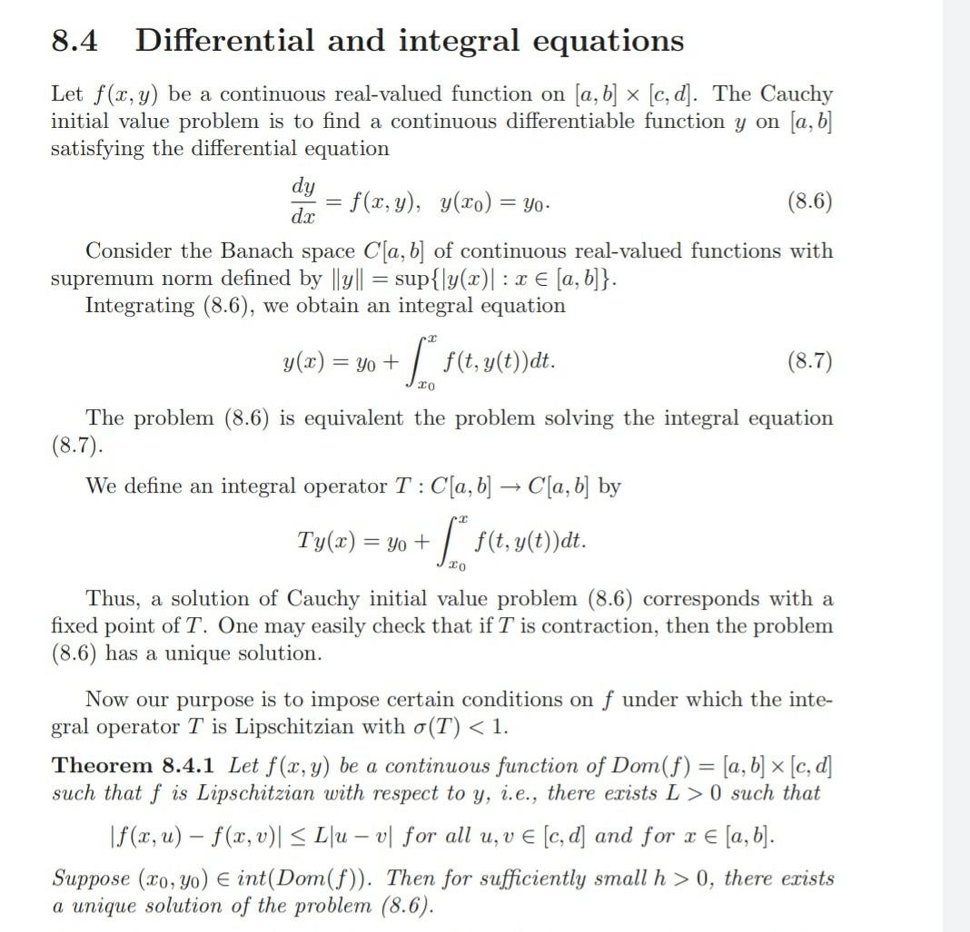 Solved 8 4 Differential And Integral Equations Let F X Y Be