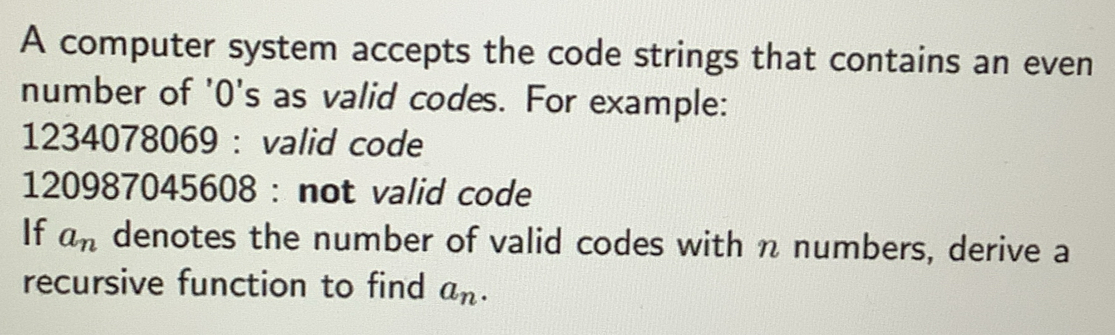 Solved A computer system accepts the code strings that | Chegg.com