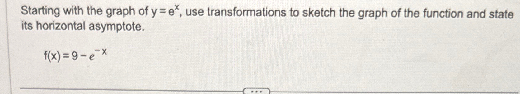 Solved Starting with the graph of y=ex, ﻿use transformations | Chegg.com