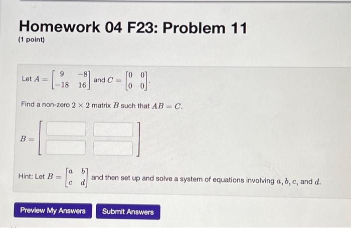 Solved Homework 04 F23: Problem 11 (1 point) Let | Chegg.com