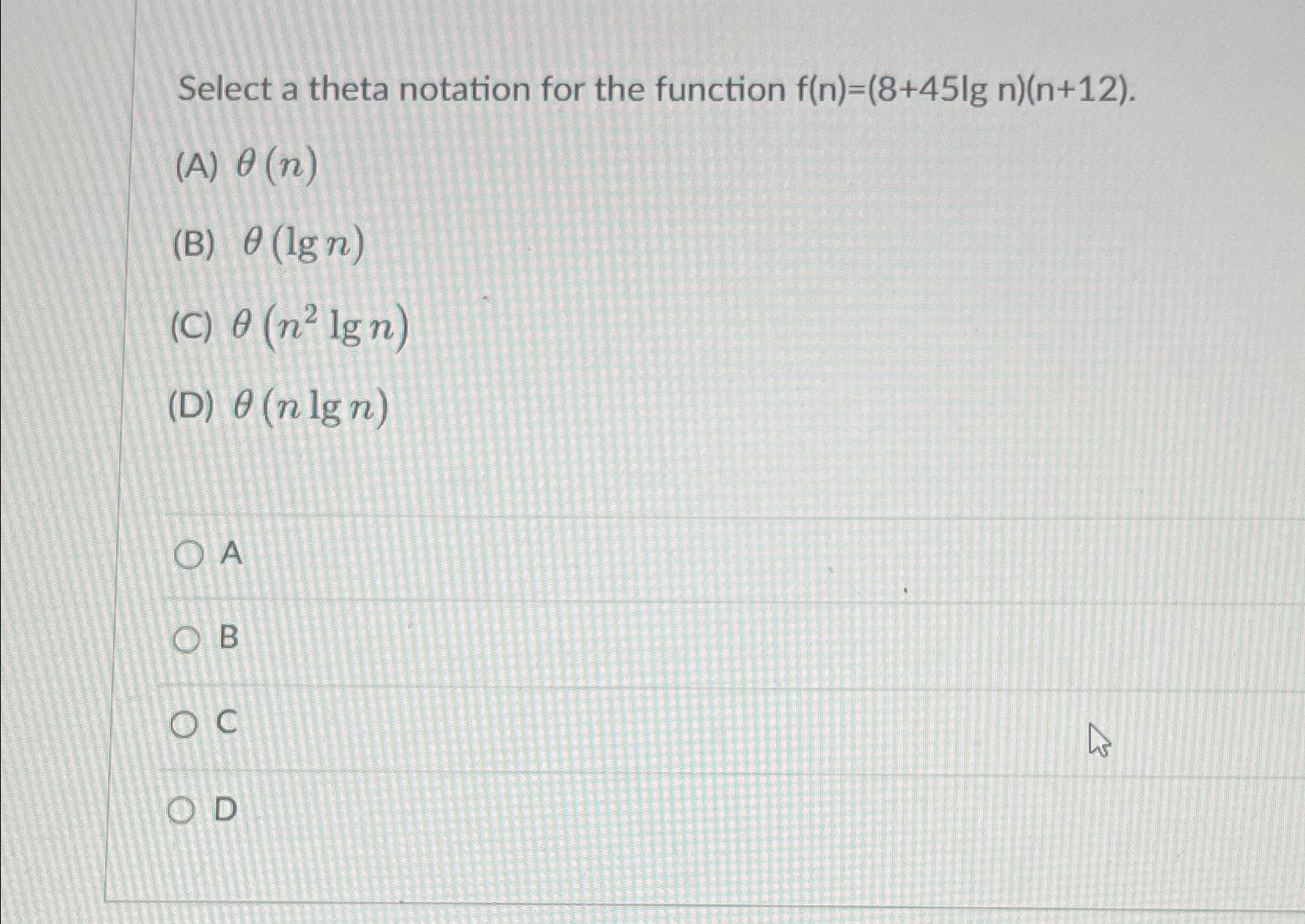 Solved Select A Theta Notation For The Function 6700