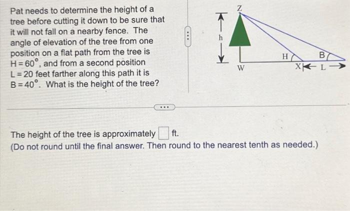 Pat needs to determine the height of a tree before | Chegg.com