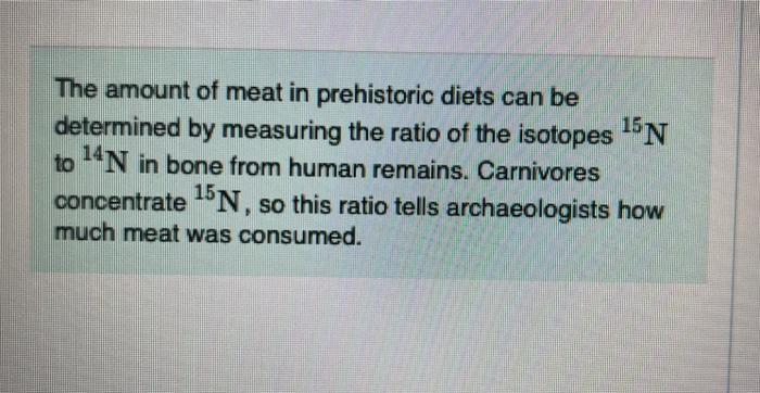 Solved The amount of meat in prehistoric diets can be | Chegg.com