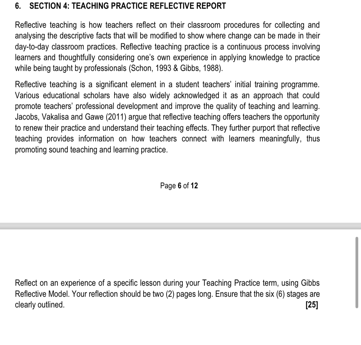 SECTION 4: TEACHING PRACTICE REFLECTIVE | Chegg.com