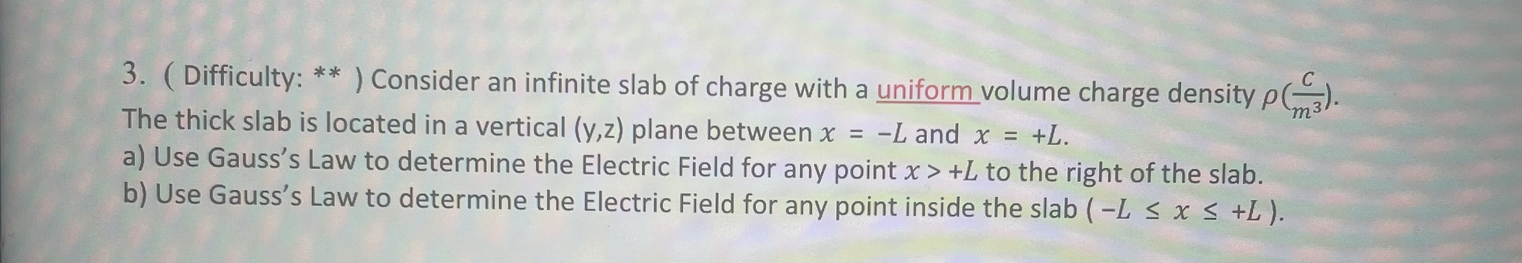 Solved ( ﻿Difficulty: {:?****) ﻿Consider an infinite slab of | Chegg.com