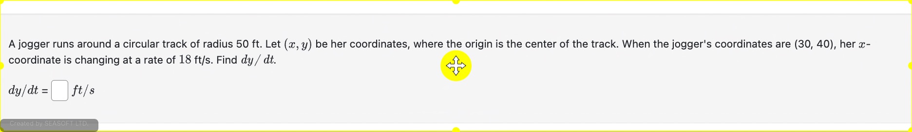 Solved A jogger runs around a circular track of radius 50ft. | Chegg.com