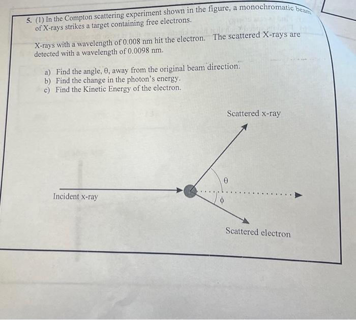 Solved 5. (1) In the Compton scattering experiment shown in | Chegg.com