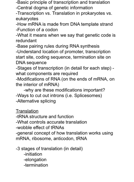 Solved -Basic principle of transcription and translation | Chegg.com