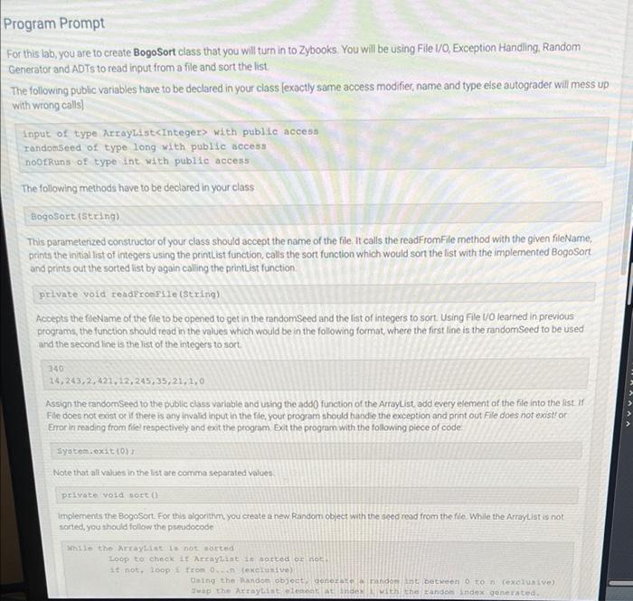 Solved rogram Prompt For this lab, you are to create | Chegg.com