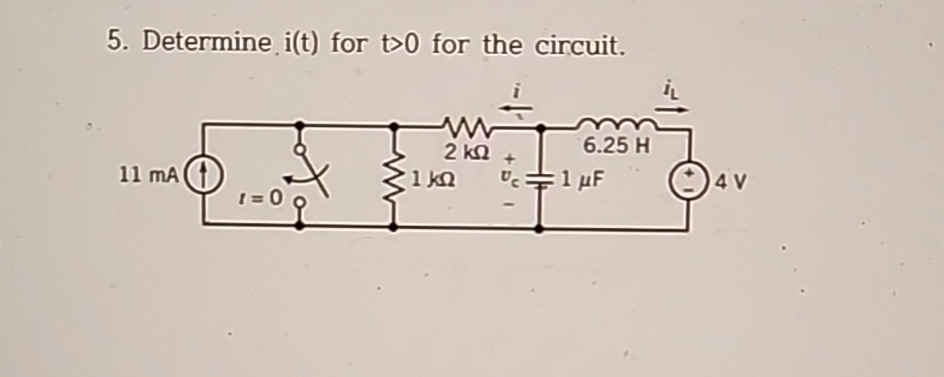 Solved Determine i(t) ﻿for t>0 ﻿for the circuit. | Chegg.com