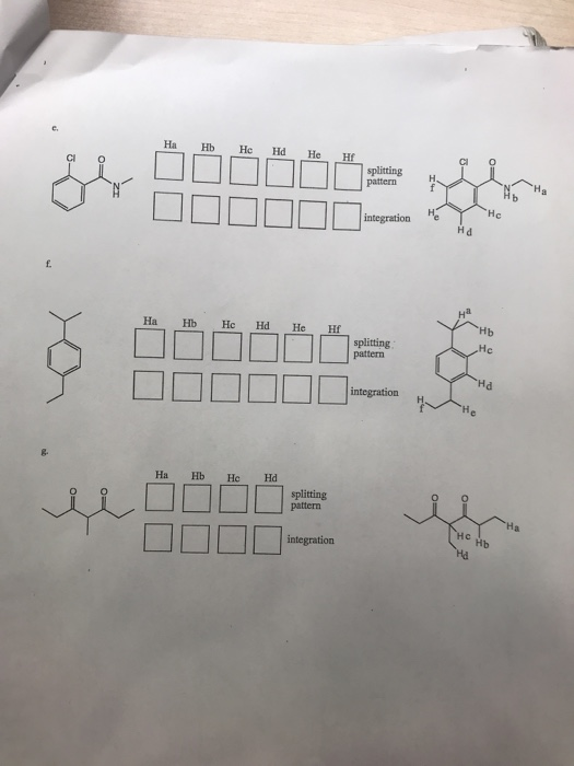 Solved Ha Hb He Hd He HF splitting pattem THE HO integration | Chegg.com