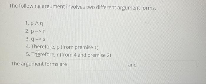 Solved The following argument involves two different | Chegg.com
