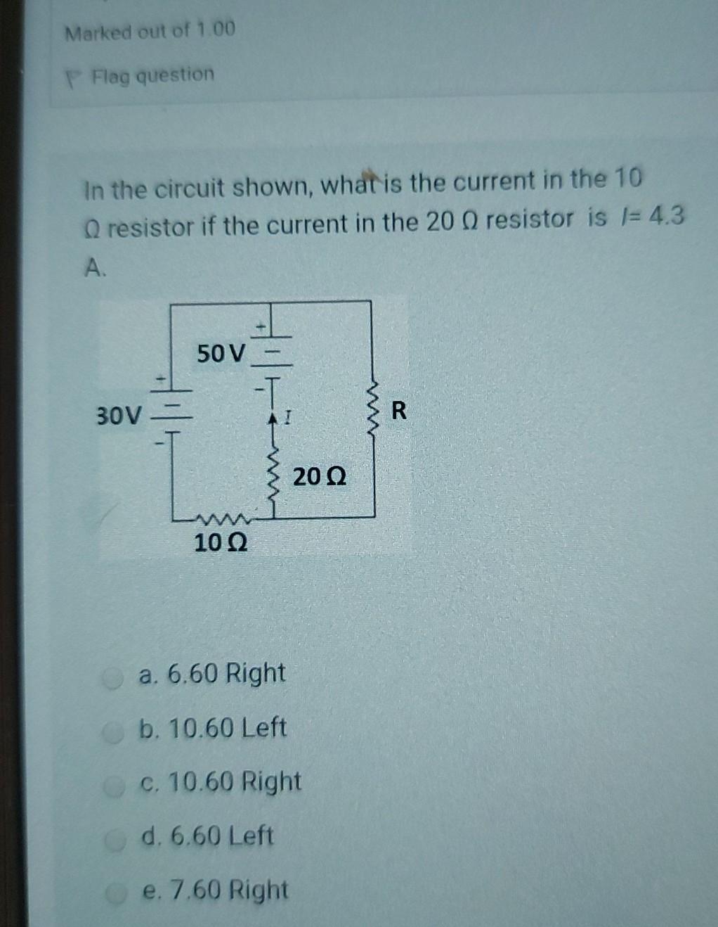 Solved Marked out of 1.00 Flag question In the circuit | Chegg.com