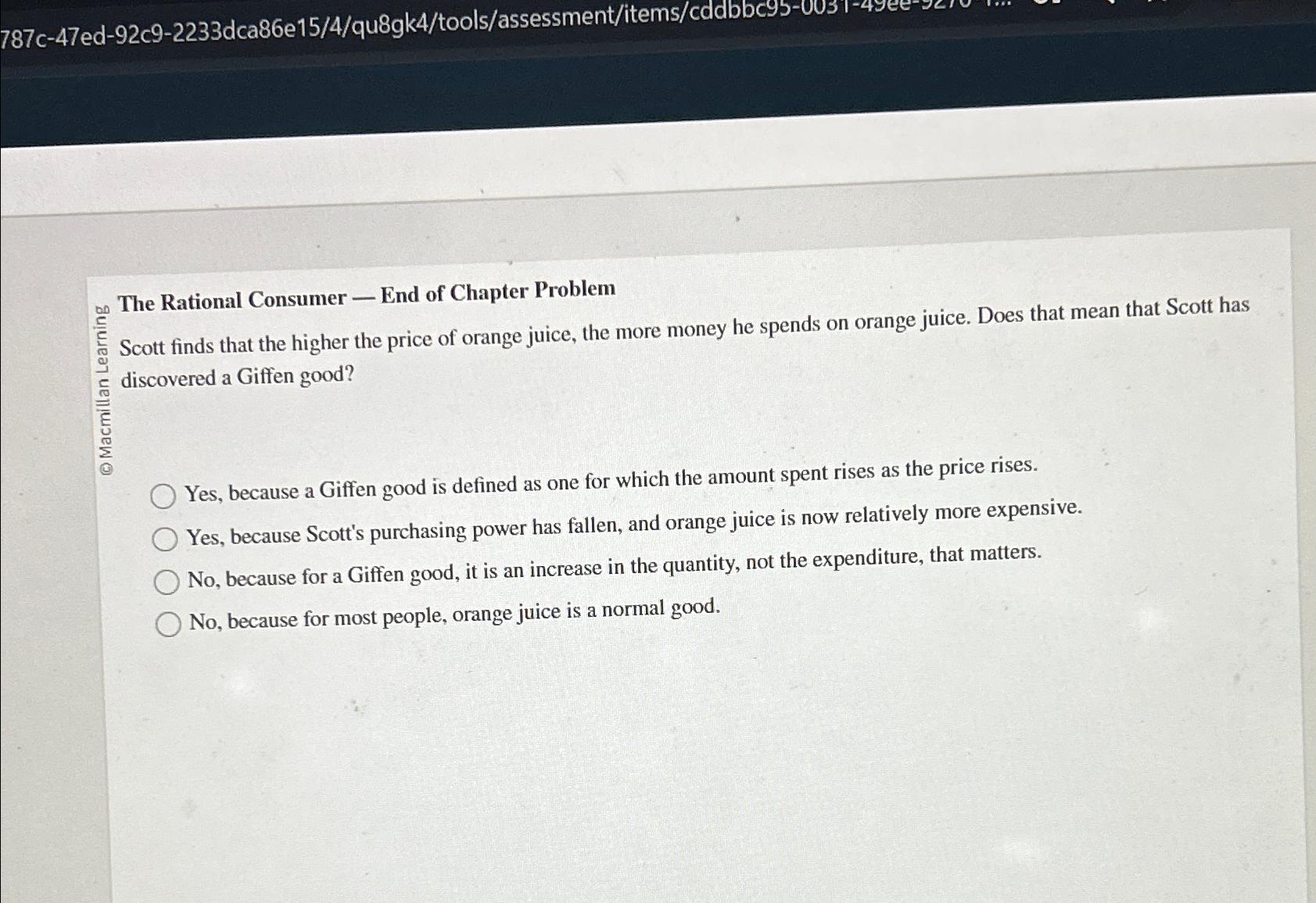 Solved The Rational Consumer - ﻿End of Chapter ProblemScott | Chegg.com