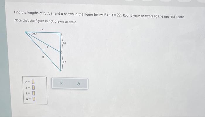 Solved Find the lengths of r,s,t, and u shown in the figure | Chegg.com