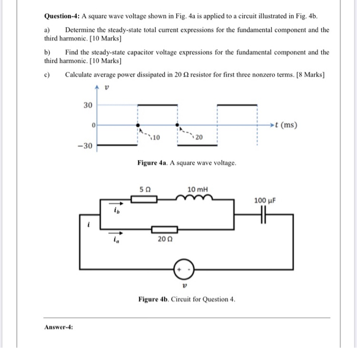 Solved Question-4: A square wave voltage shown in Fig. 4a is | Chegg.com
